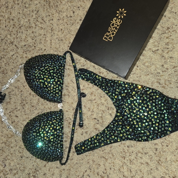 Swim | Muscle Dazzle Green Crystal Bikini Set | Poshmark